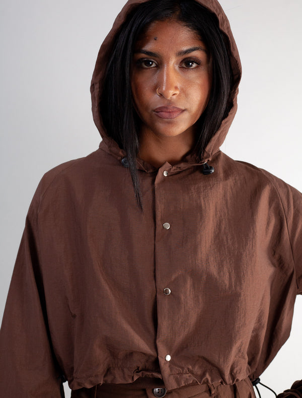 Keiko cropped jacket (brown tech) – Research Unit